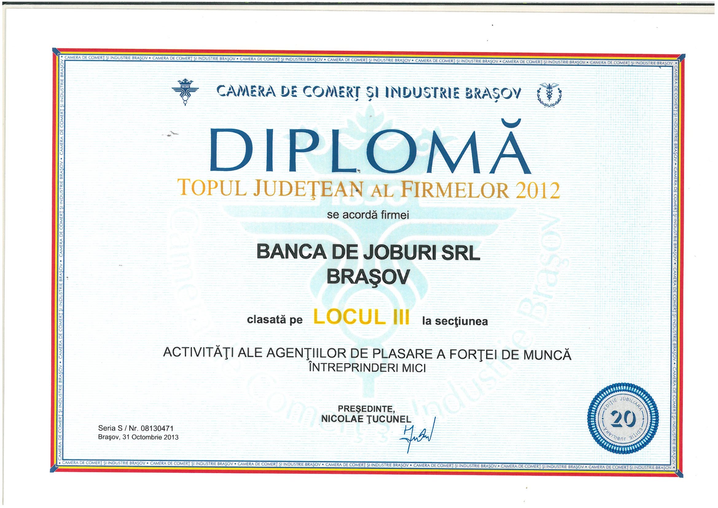 Diplome si premii obtinute - Banca de Joburi